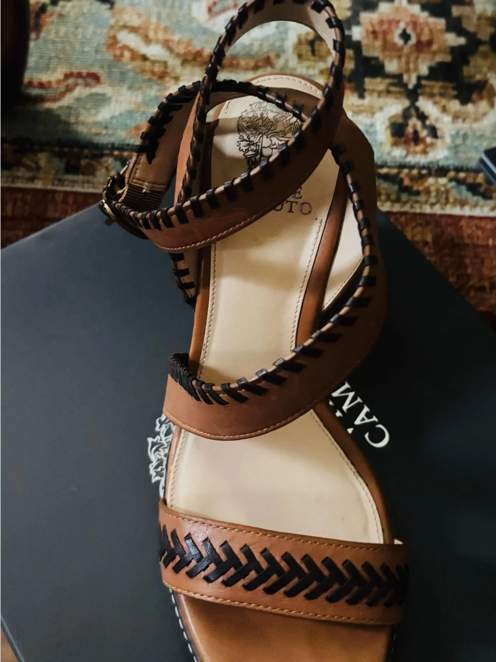 Vince Camuto | Shoes | Vince Camuto Brown Braided Leather Ankle Strap ...